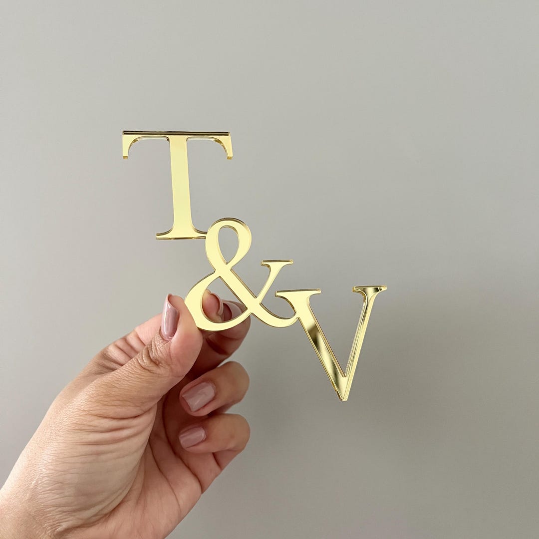Personalized Mirror Acrylic Cake Topper: Initials Monogram Charm - Etsy