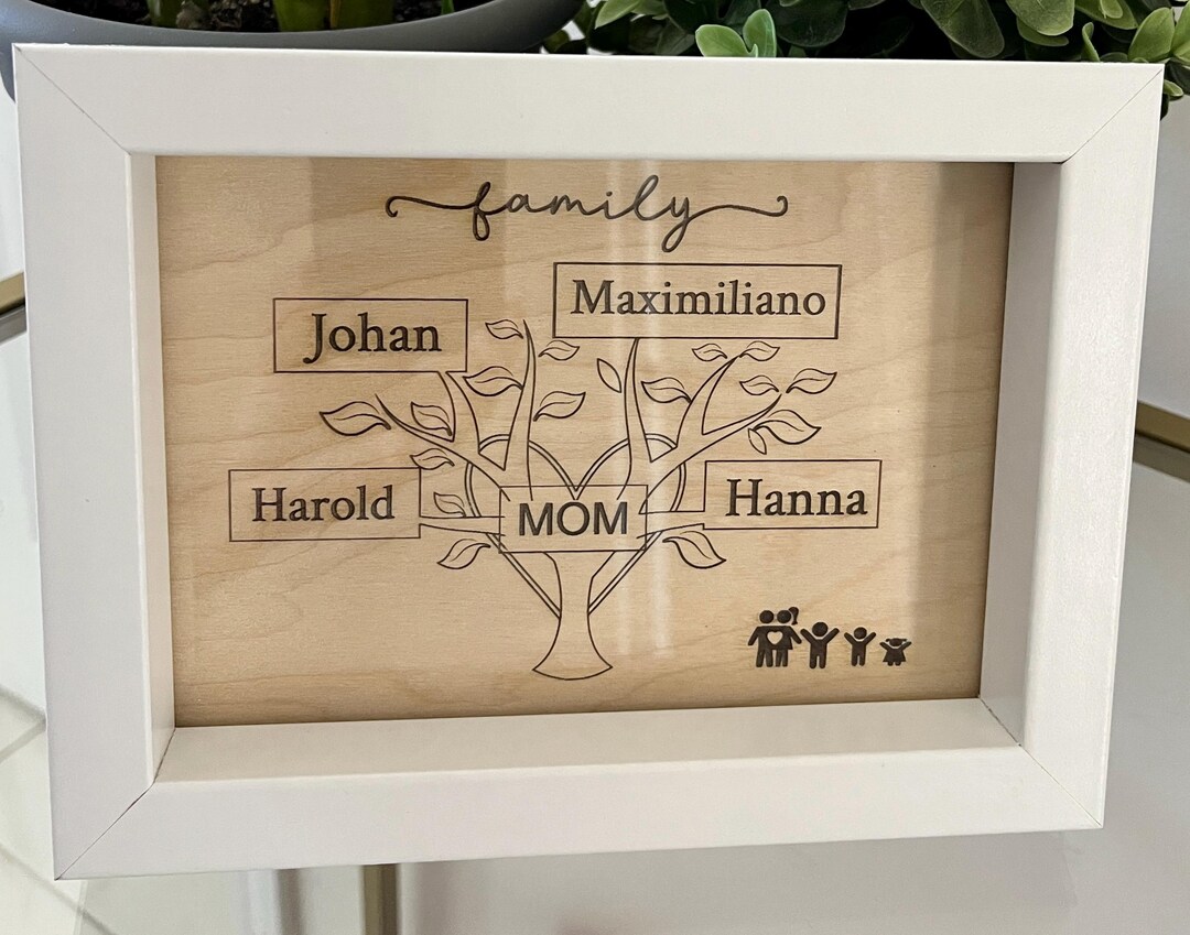 Personalized Family Tree | Wood Engraved Happy Mothers Day |gift for ...