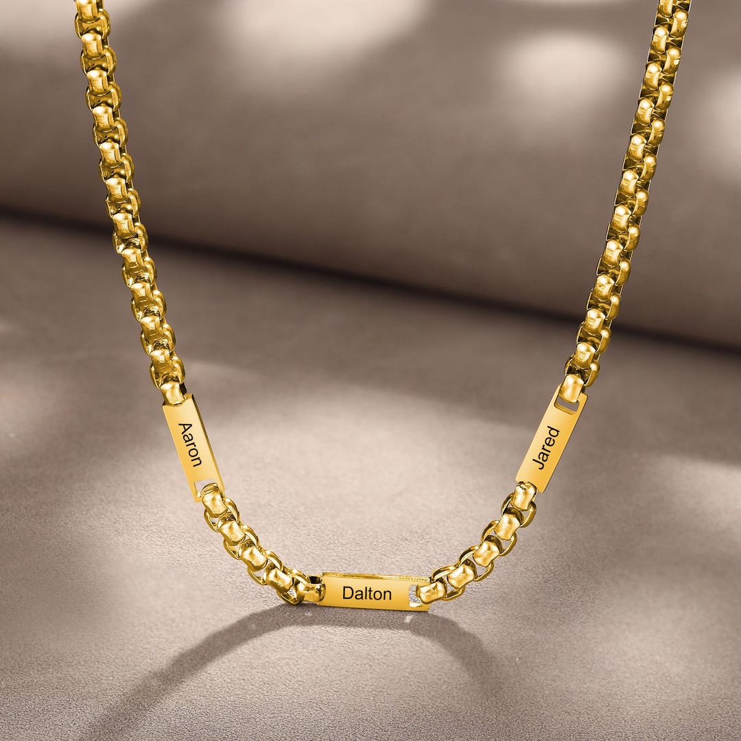 Personalized Gold Name Necklace for Dad, Stainless Steel Rolo Chain - Etsy