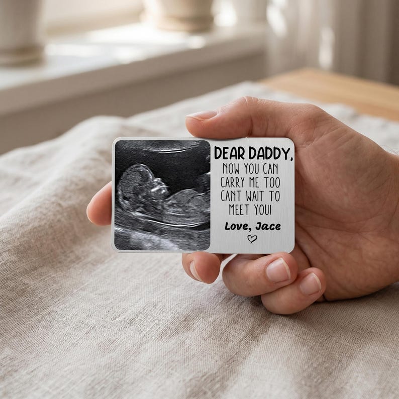 Custom Metal Photo Card for New Daddy, Personalized Baby Ultrasound ...