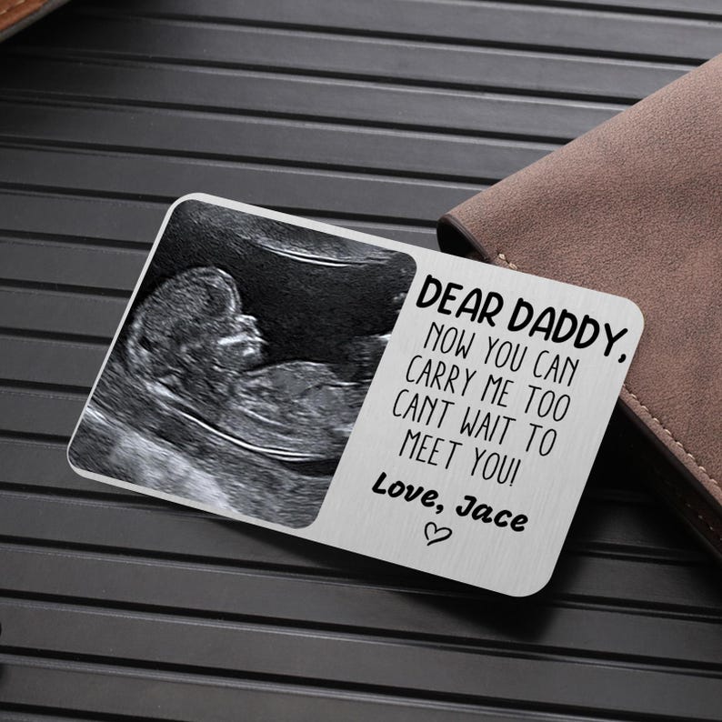 Custom Metal Photo Card for New Daddy, Personalized Baby Ultrasound ...