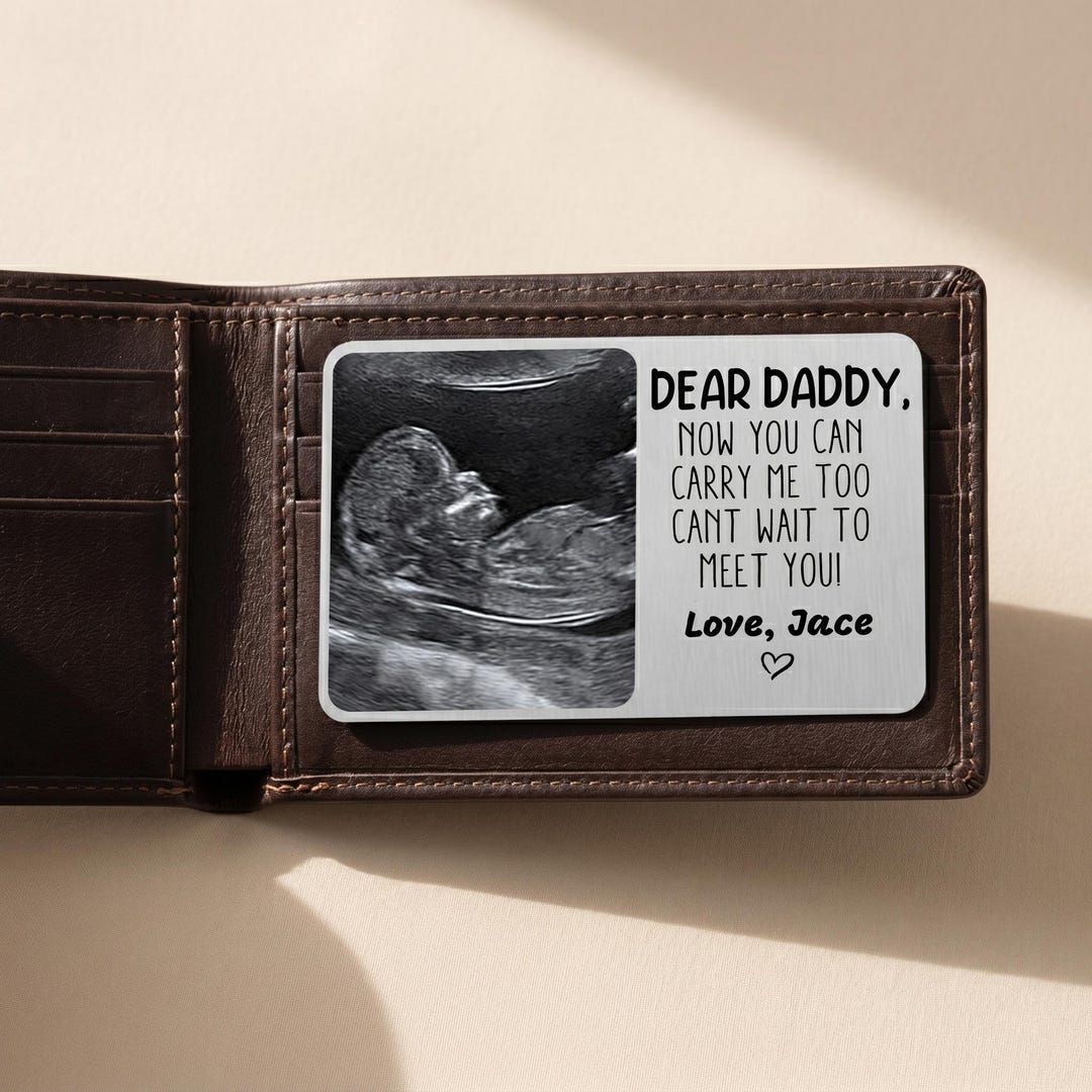 Custom Metal Photo Card for New Daddy, Personalized Baby Ultrasound ...