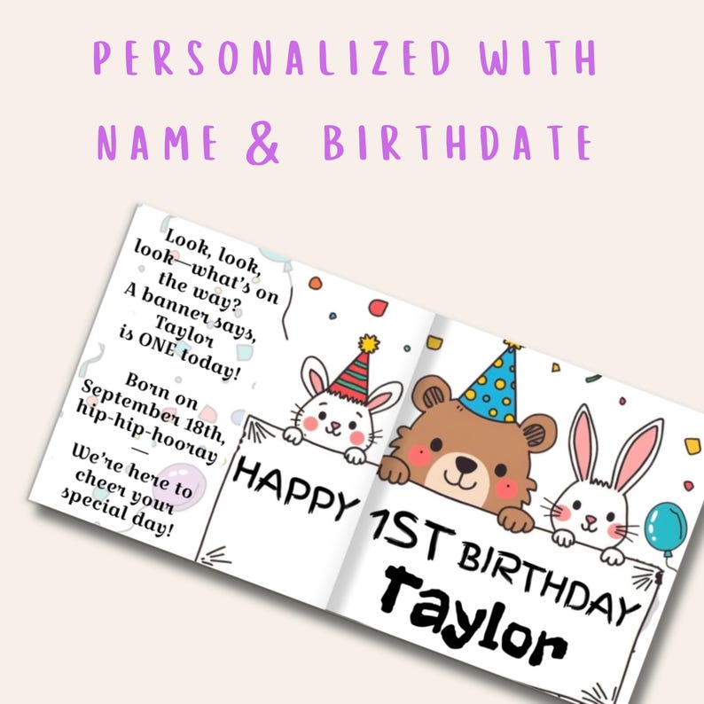 Personalized 1st Birthday Book | Custom Baby Keepsake With Name ...