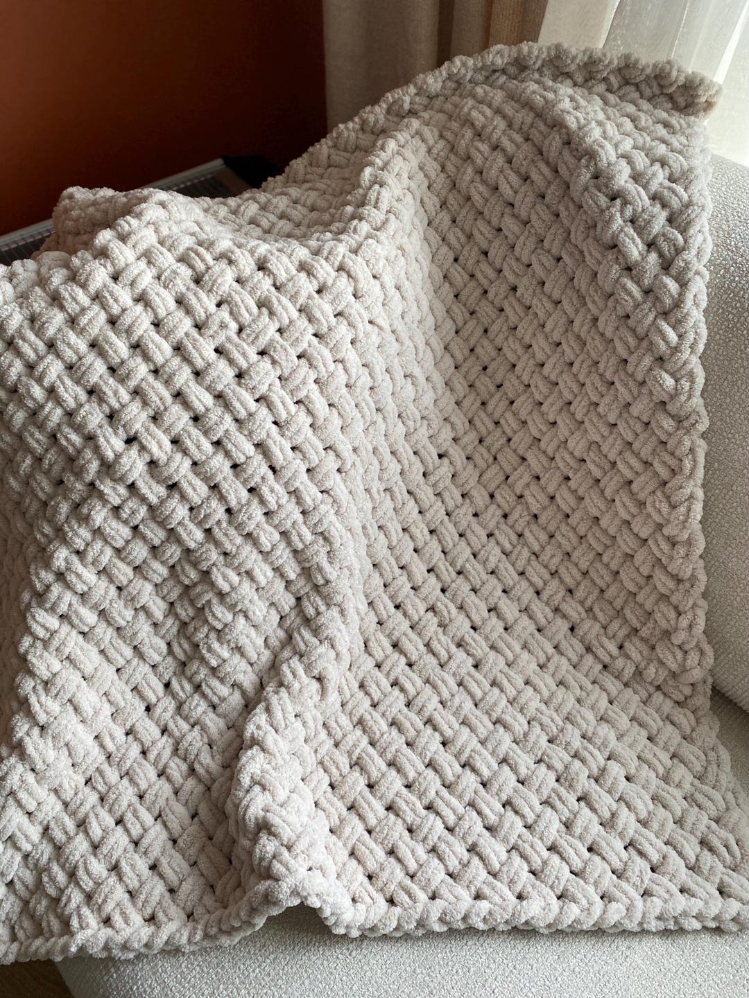 Bone Color Wicker Model Hand Knitted Soft Blanket, Baby Blanket ...