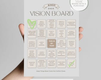 Vision Board Bingo Template Printable 2025 New Year Goals Resolution ...