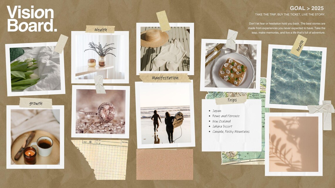 Vision Board Bingo Template Printable 2025 New Year Goals Resolution ...