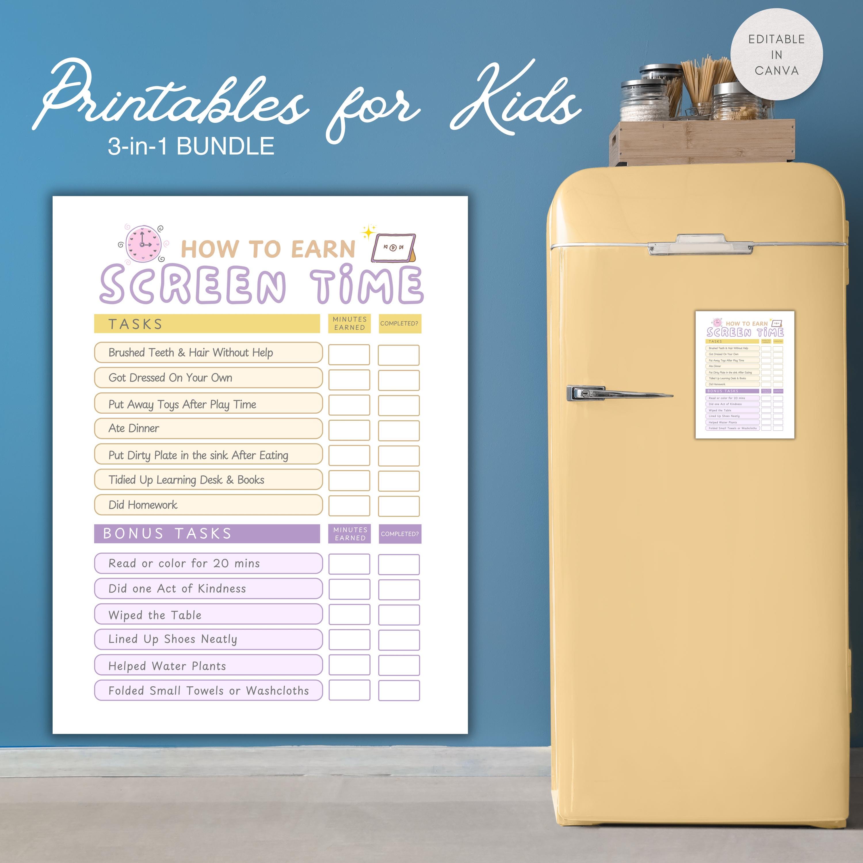 Behavior Chart for Kids, Chore Chart Printable, Daily Routine Checklist ...