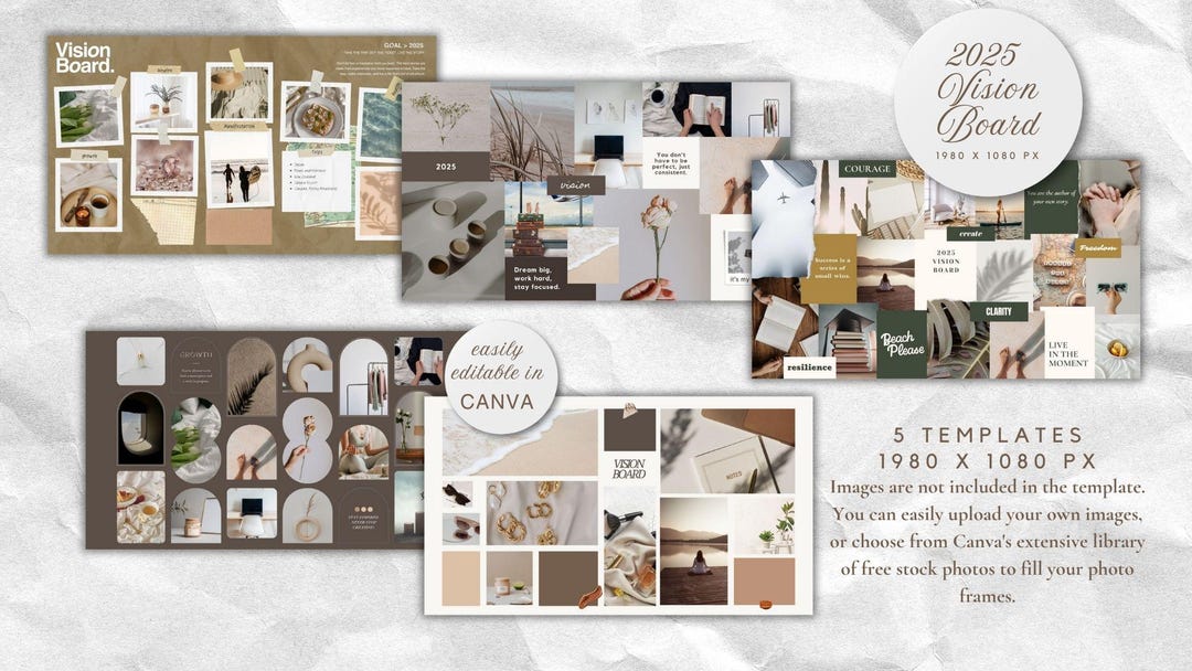 2025 Digital Manifestation Board Customizable Canva Vision Board ...
