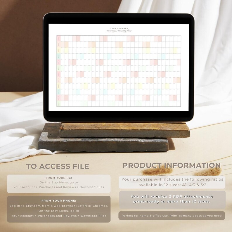 2025 Giant Printable Full Year Calendar Wall Planner Annual Digital ...