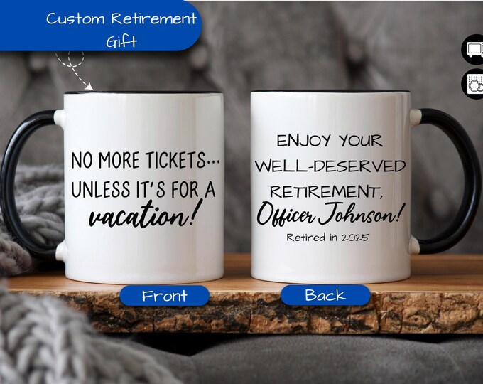 Personalized Police Retirement Mug, Funny Police Mug, Goodbye Gift for ...