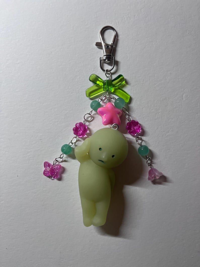 Smiski Keychain | Smiski Bag Charm | Upcycled Silly Green Guys ...