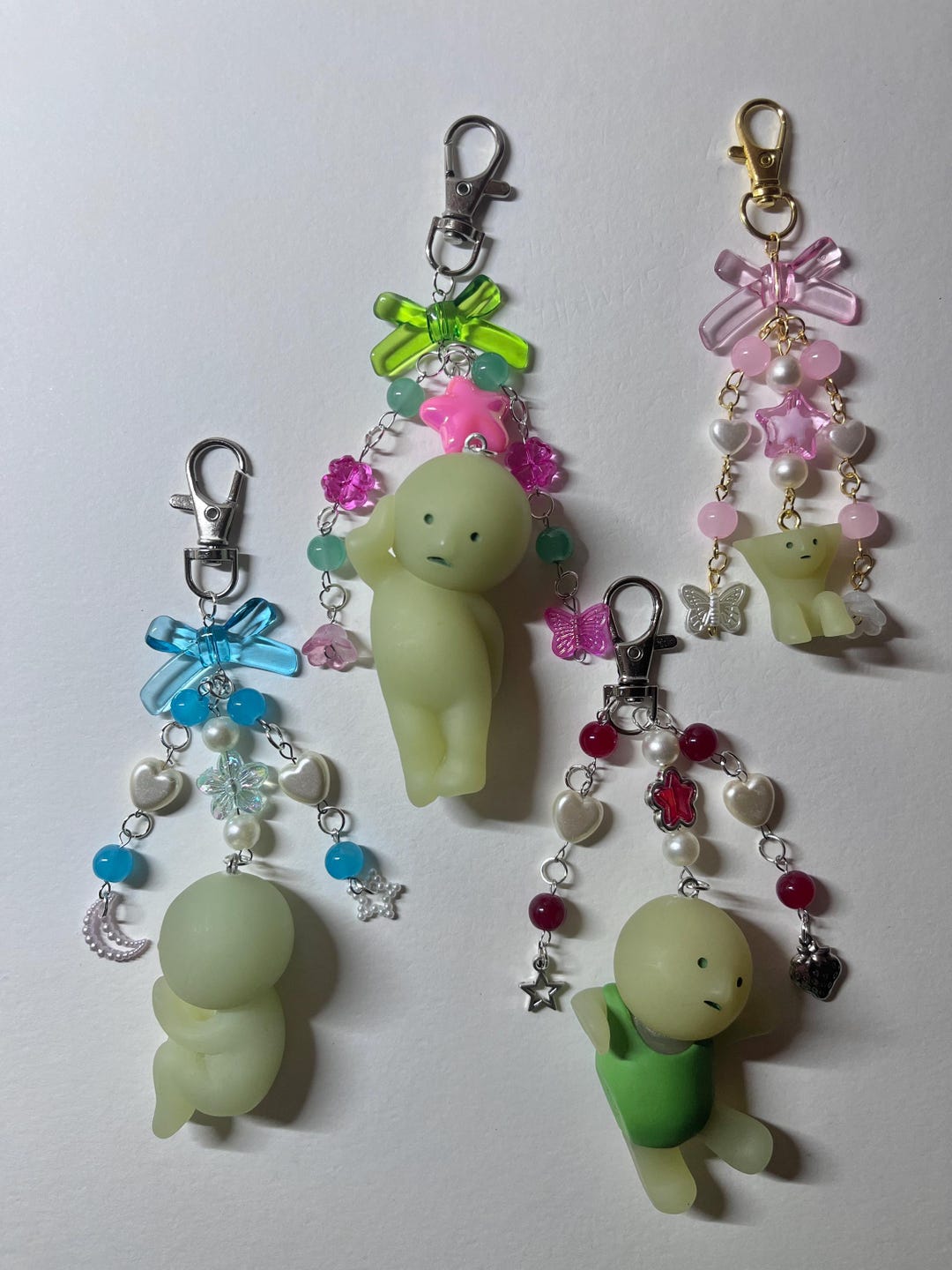Smiski Keychain | Smiski Bag Charm | Upcycled Silly Green Guys ...
