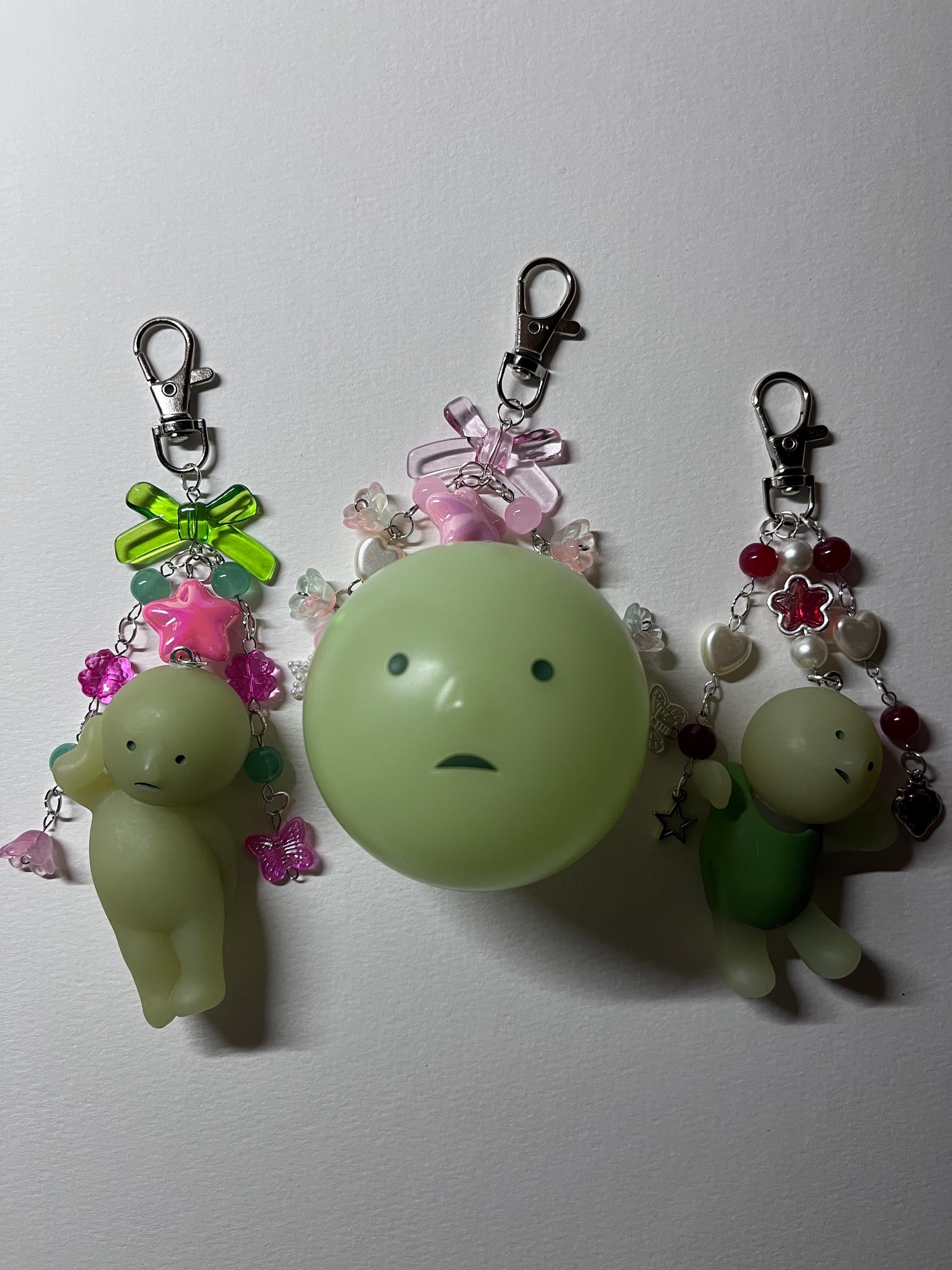 Smiski Keychain | Smiski Bag Charm | Upcycled Silly Green Guys ...