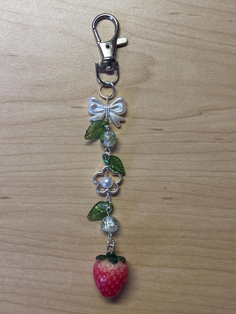 Strawberry Cottage Core Keychain - Etsy