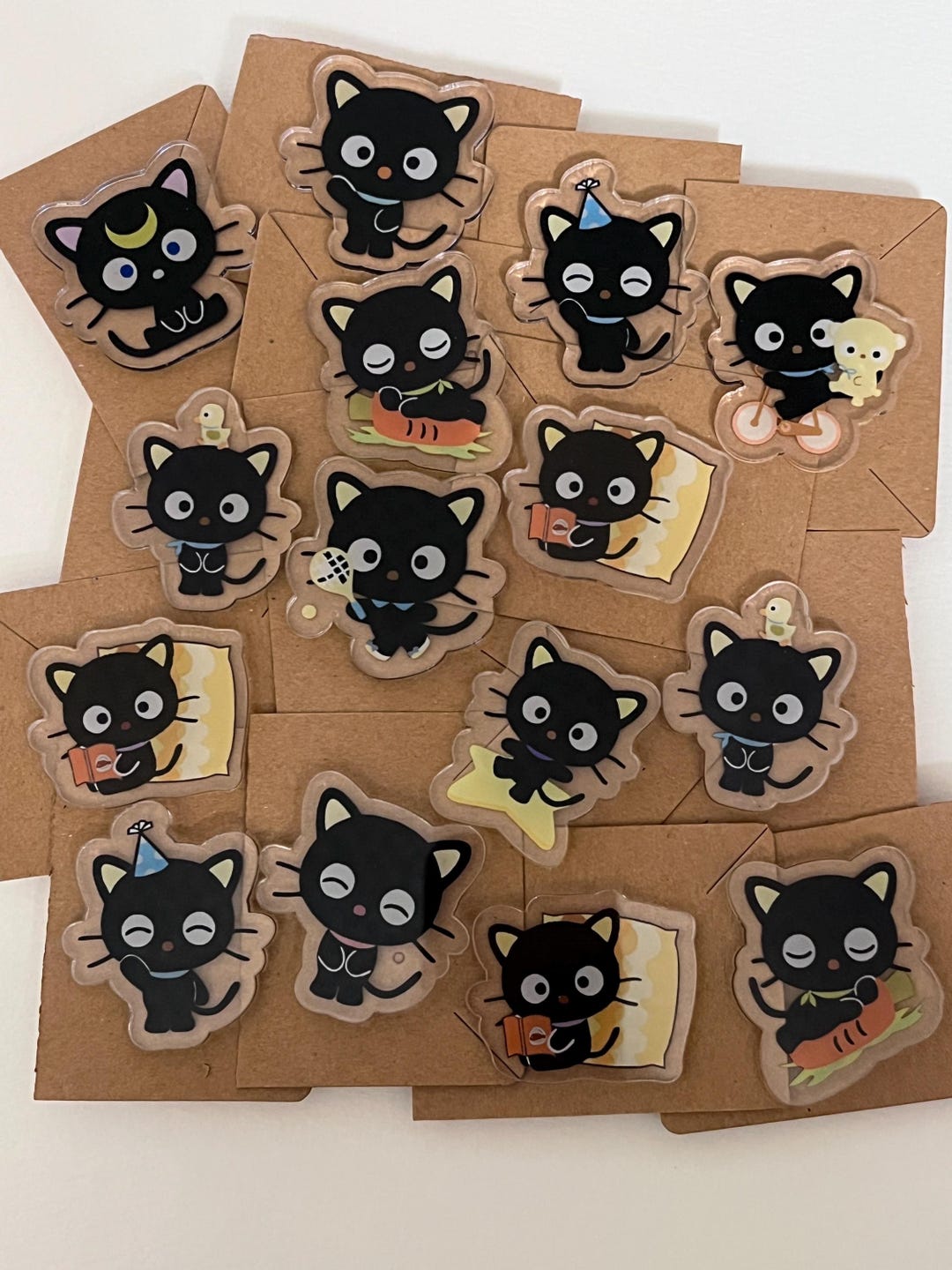 Chococat Acrylic Bag Pins | Hello Kitty Pins | Black Cat Bag Charms ...
