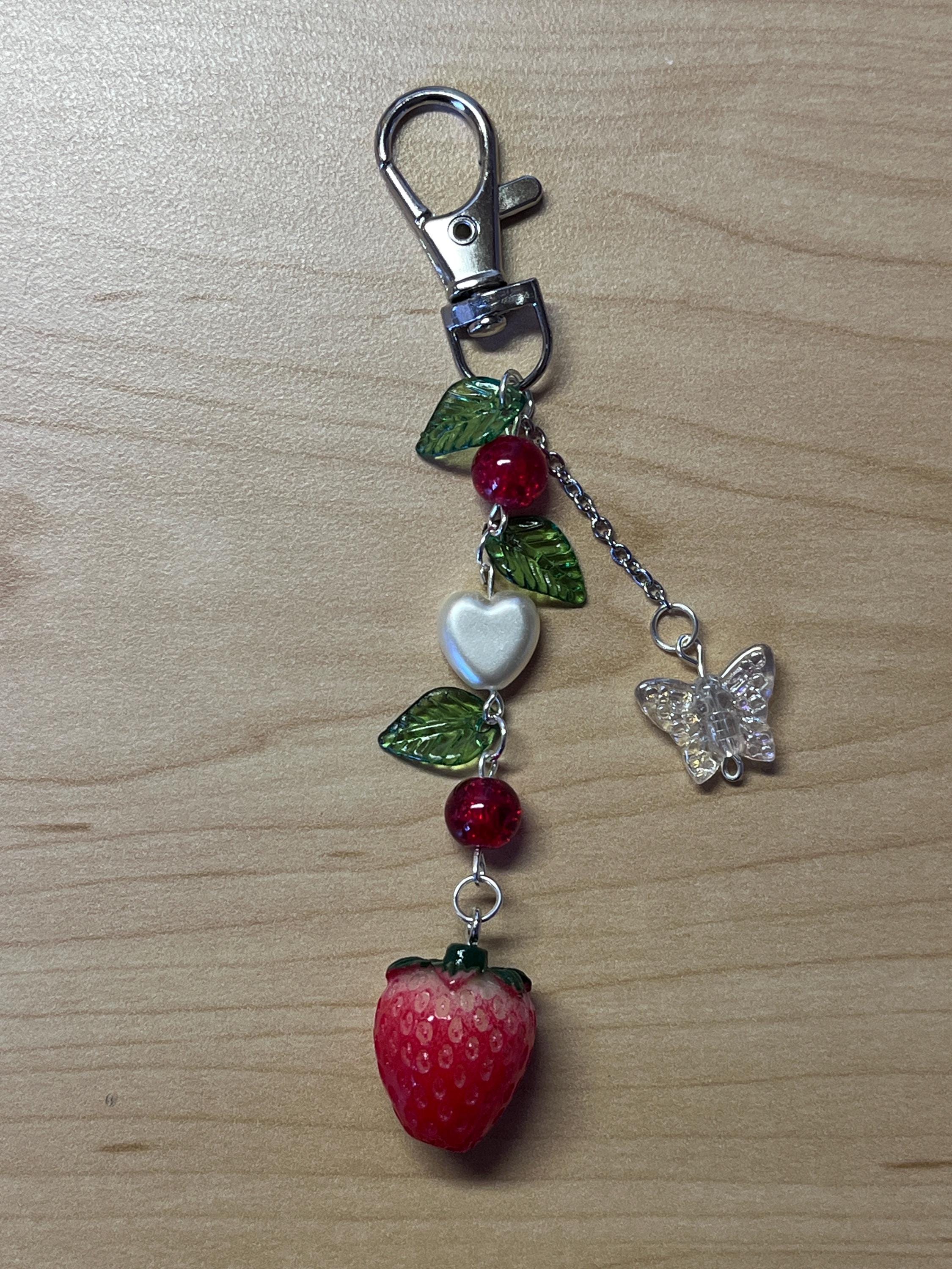 Strawberry Cottage Core Keychain - Etsy