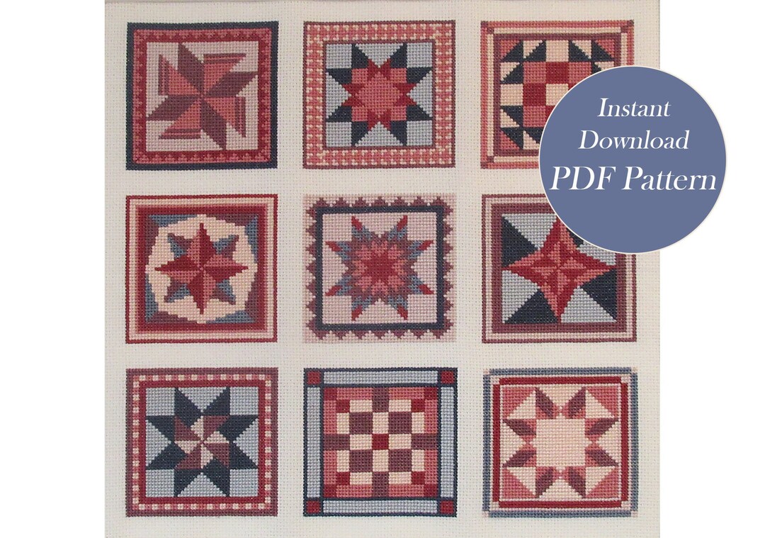 Quilted Nine Patch – Cross Stitch Pattern – Instant Download PDF - Etsy