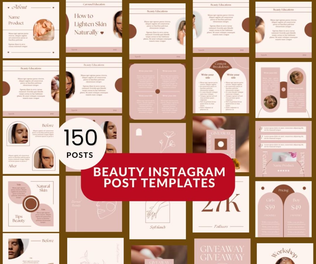 150 Beauty Instagram Post Templates | Editable Canva Templates for ...