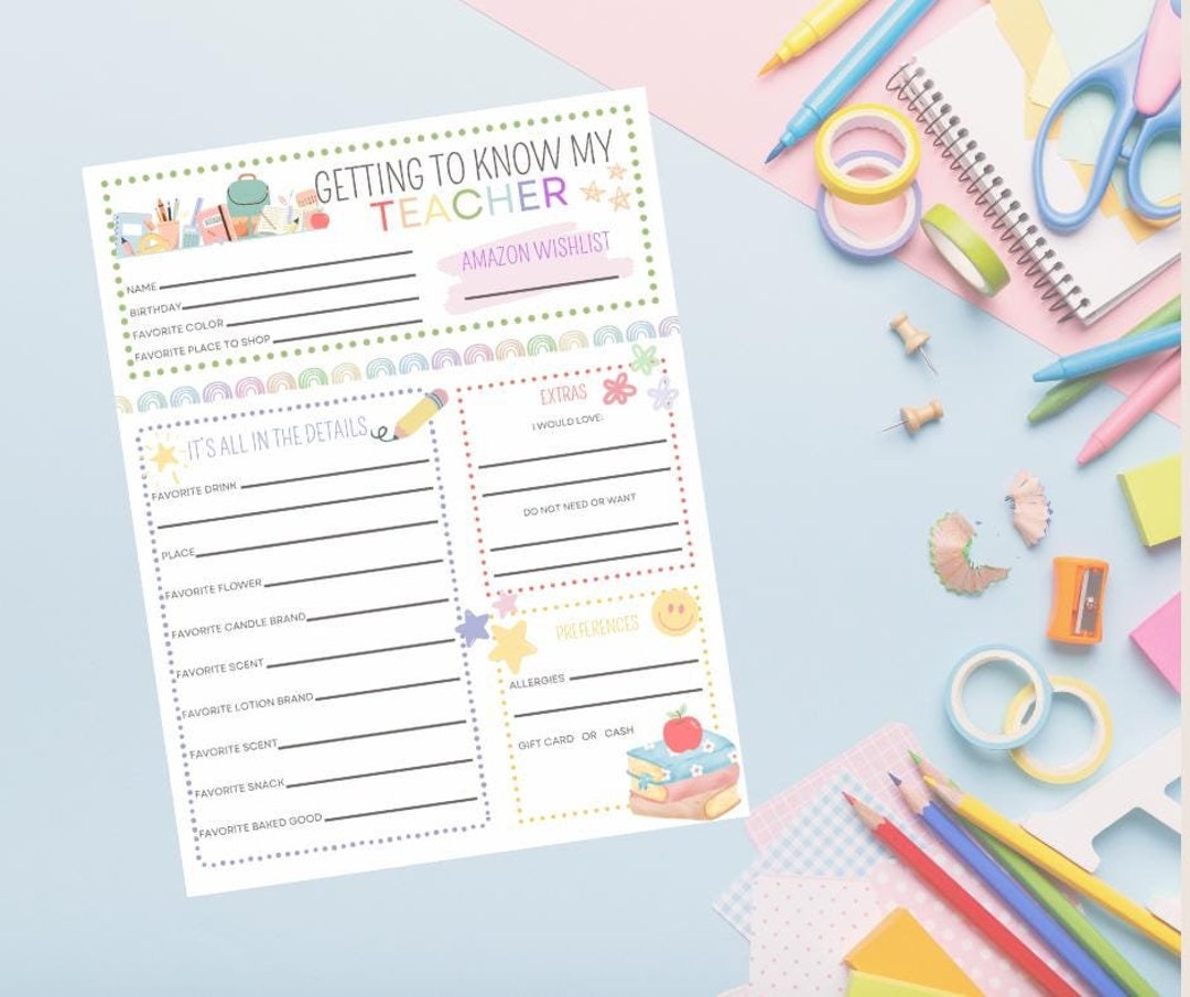 Get to Know My TEACHER, Teacher Survey, Teacher Questionnaire - Etsy