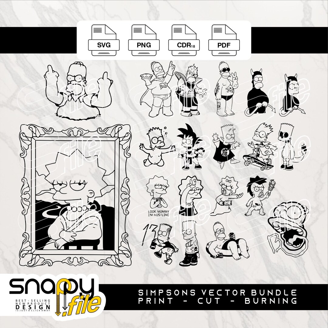 Simpsons Cut & Print File – SVG Digital Tshirt - PNG - Cdr Coomic Files ...