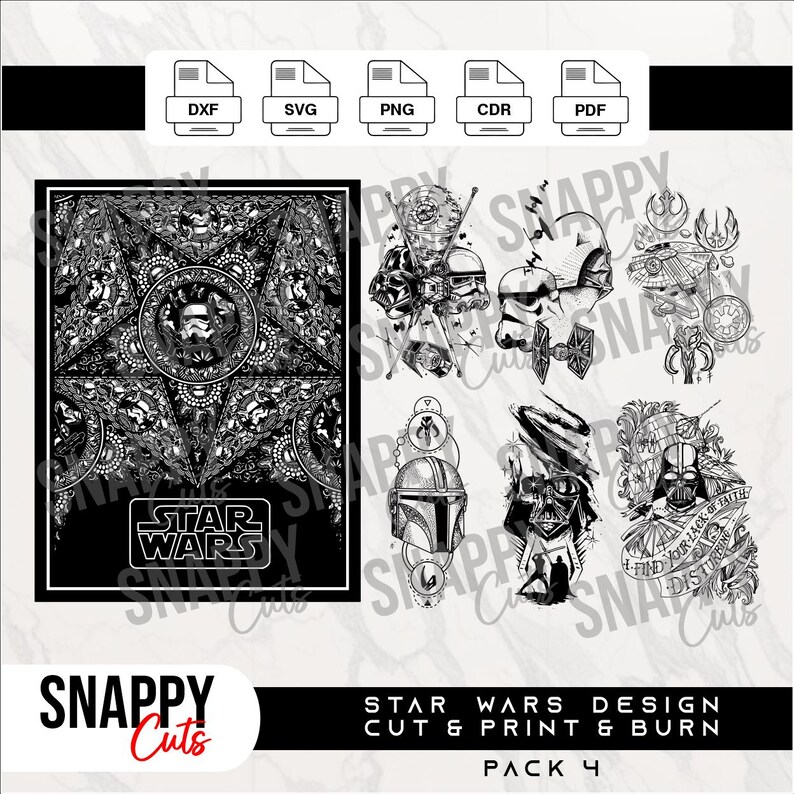 Star Wars Bundle Pack 4 Cut & Print File – Digital Vector Design - Svg ...