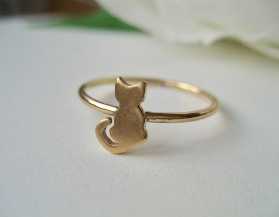 Cat Ring, Gold Cat Stacking Ring, Gifts for Cat Lovers, Pet Ring, Cat ...