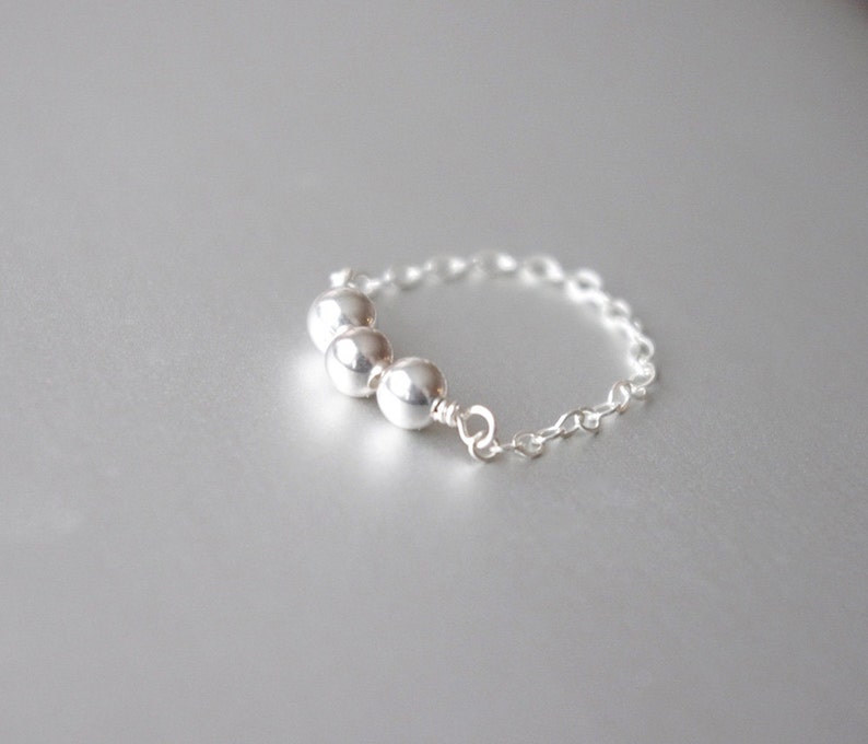 Silver Bead Stack Ring Silver Chain Ring Sterling Silver | Etsy