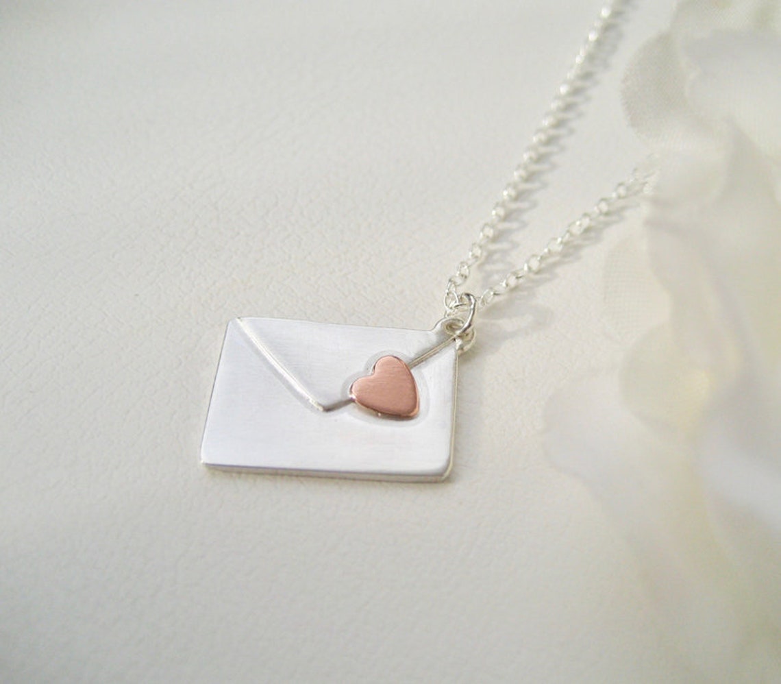 Personalized Love Necklace Envelope Necklace Sterling Silver - Etsy Sweden