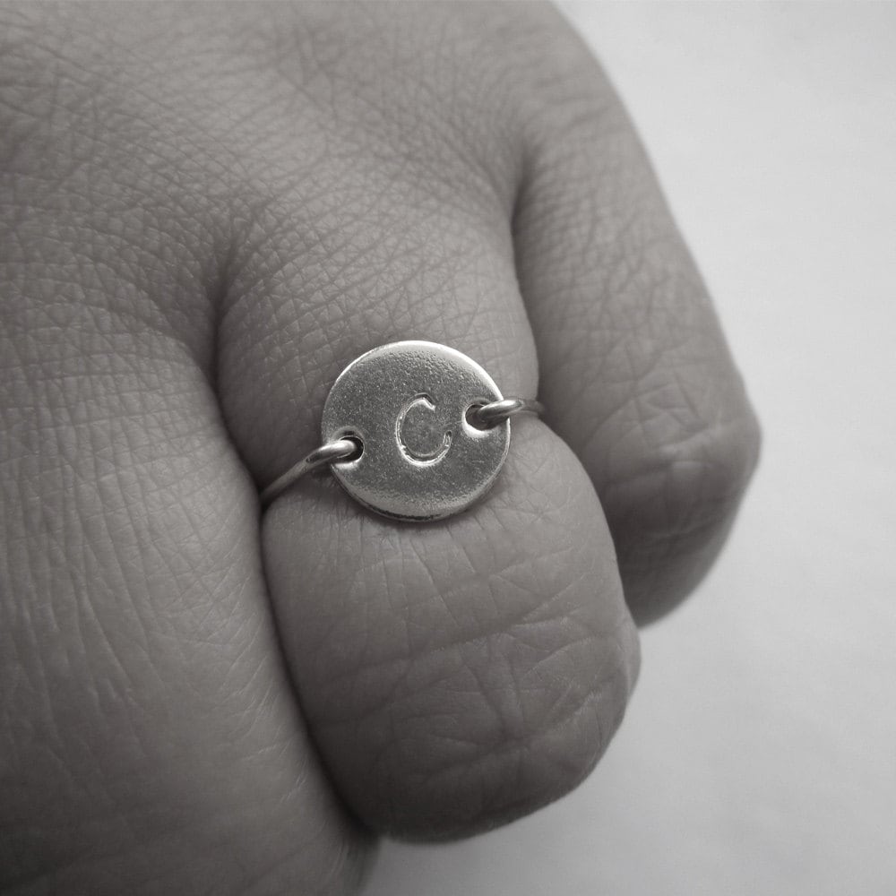 Silber Initial Ring Nach Maß Buchstaben Ring Kreis Ring Silber | Etsy