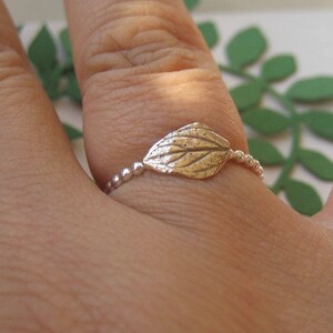 Tiny Gold Leaf Ring, Autumn Ring, Mixed Metal Ring, Plant Gifts - Etsy