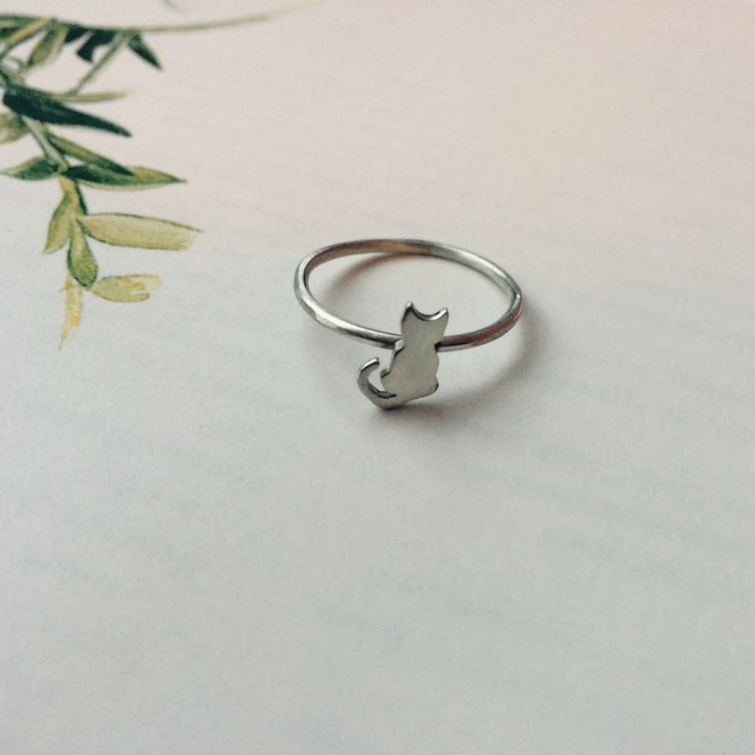 Pet Gift, Cat Ring, Cat Memorial Ring, Sterling Silver Stacking Ring ...