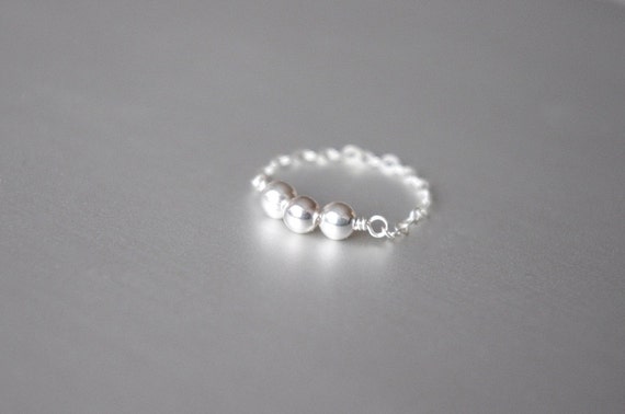 Silver Bead Stack Ring Silver Chain Ring Sterling Silver | Etsy