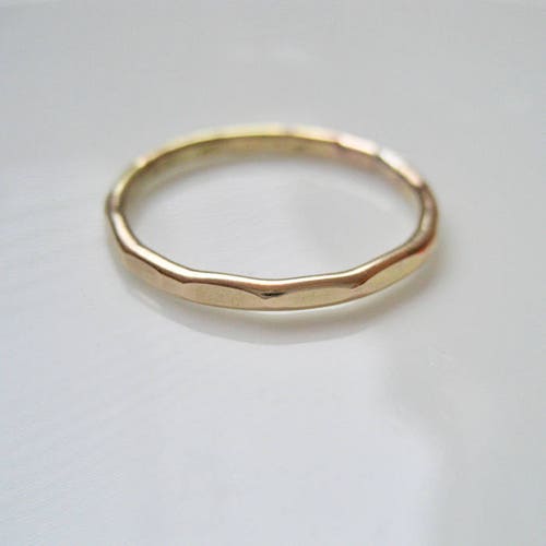 14k Gold Filled Stacking Ring Set Set of Two Hammered - Etsy