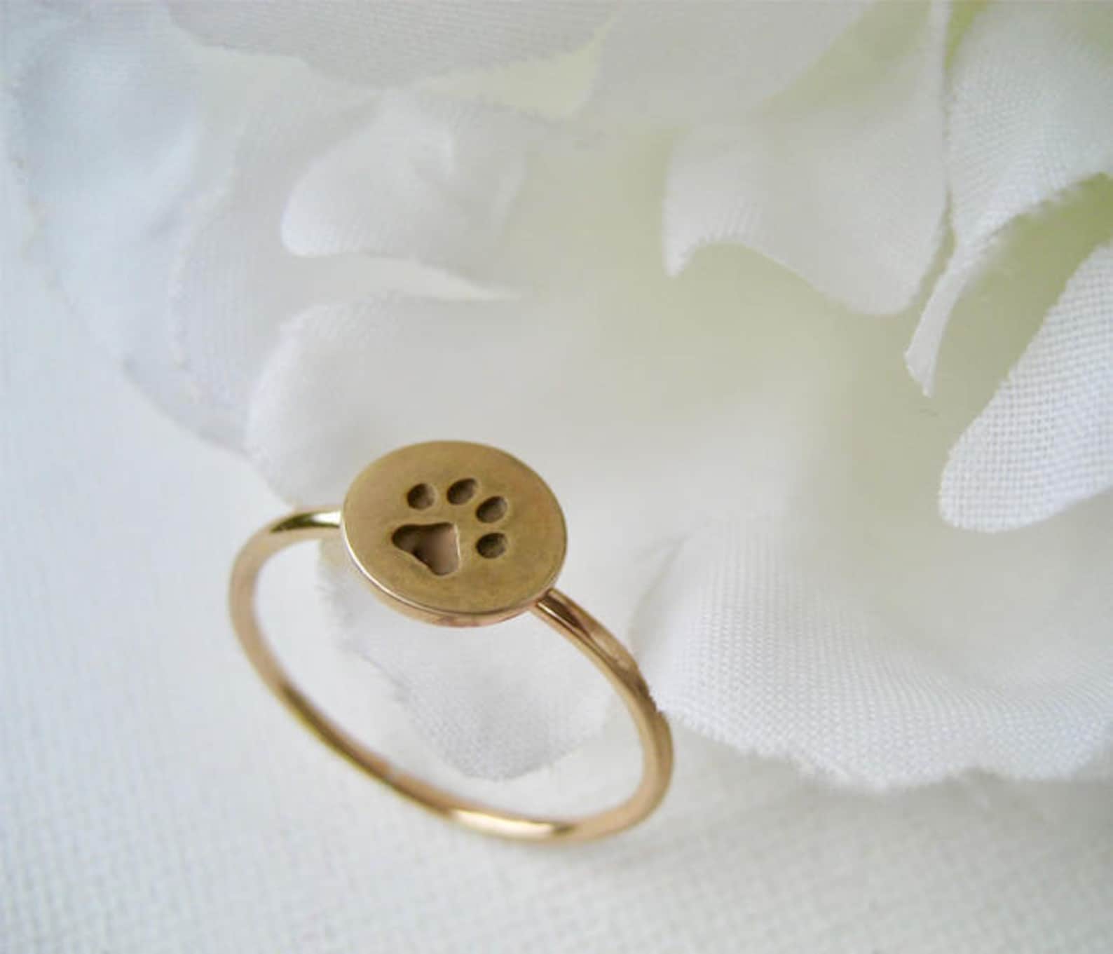 Pet Gift Cat Ring Sterling Silver Paw Print Ring Cat - Etsy