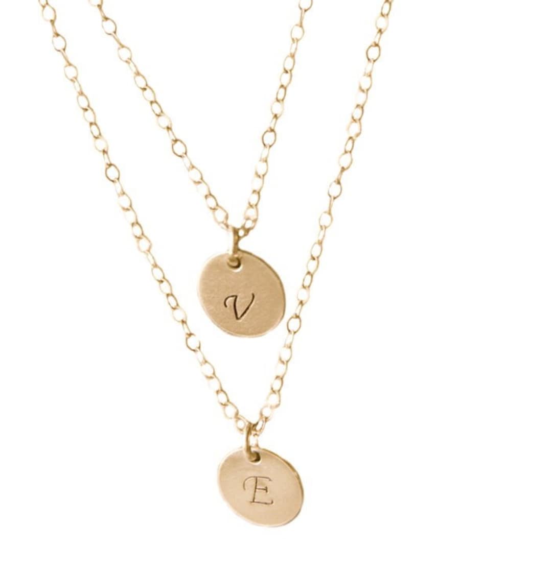 Double Strand Initial Necklace, Layered Necklace, Personalized Layered ...