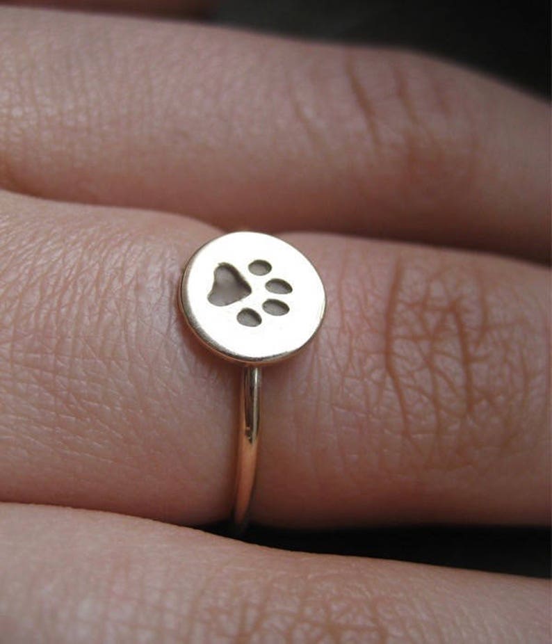 Pet Gift Cat Ring Sterling Silver Paw Print Ring Cat | Etsy