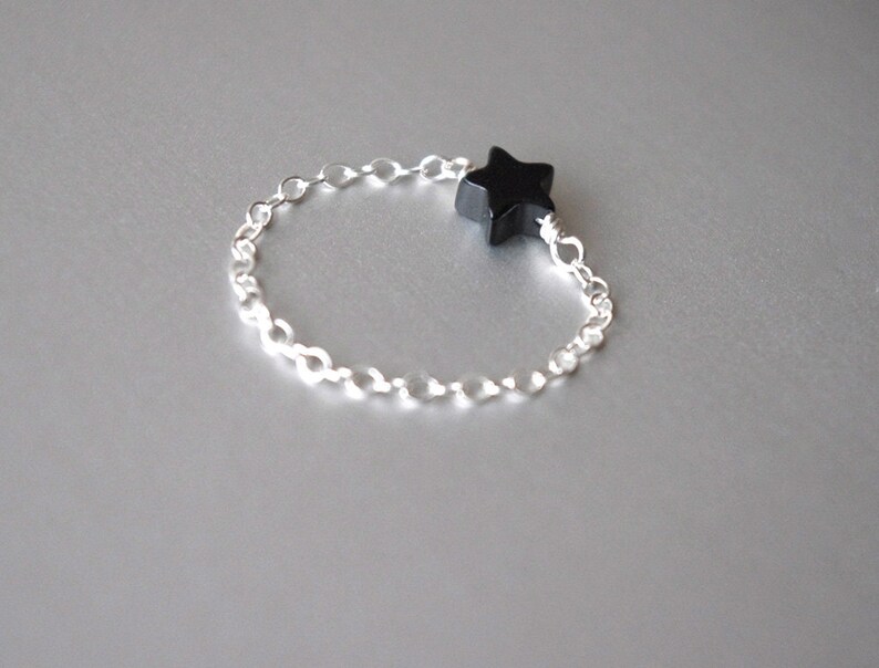 Star Chain RingOnyx Black Star RingSterling Silver Chain | Etsy
