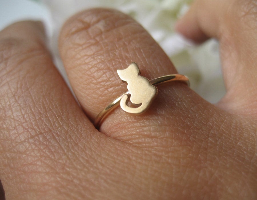 Cat Ring Gold Cat Stacking Ring Gifts for Cat Lovers Pet | Etsy