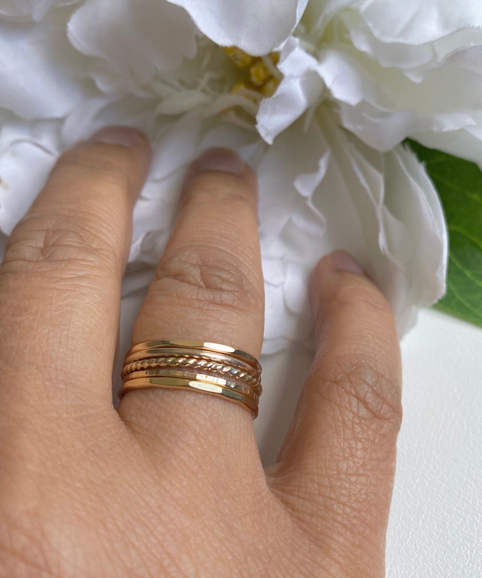 Set of 5 Rings Stacking Band Rings 14k Gold Filled or Sterling | Etsy