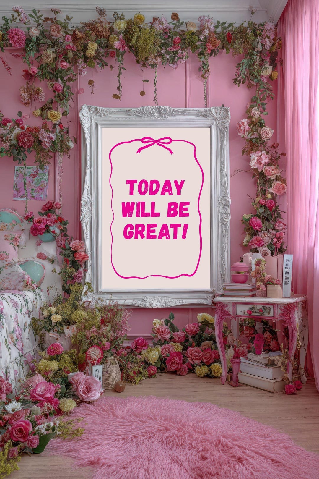 Motivational Poster Digital Download Today Will Be Great Pink Bow ...
