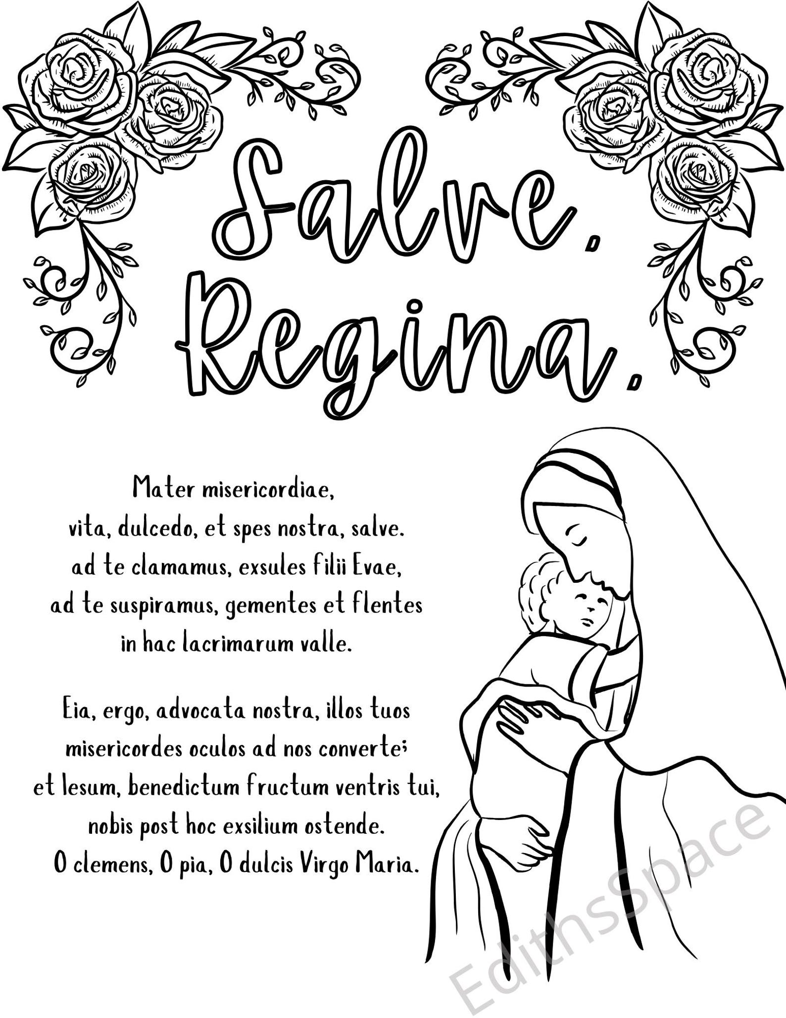 Catholic Coloring Pages With Prayers - Etsy