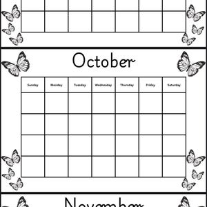 Printable Butterfly Calendar Template - Etsy