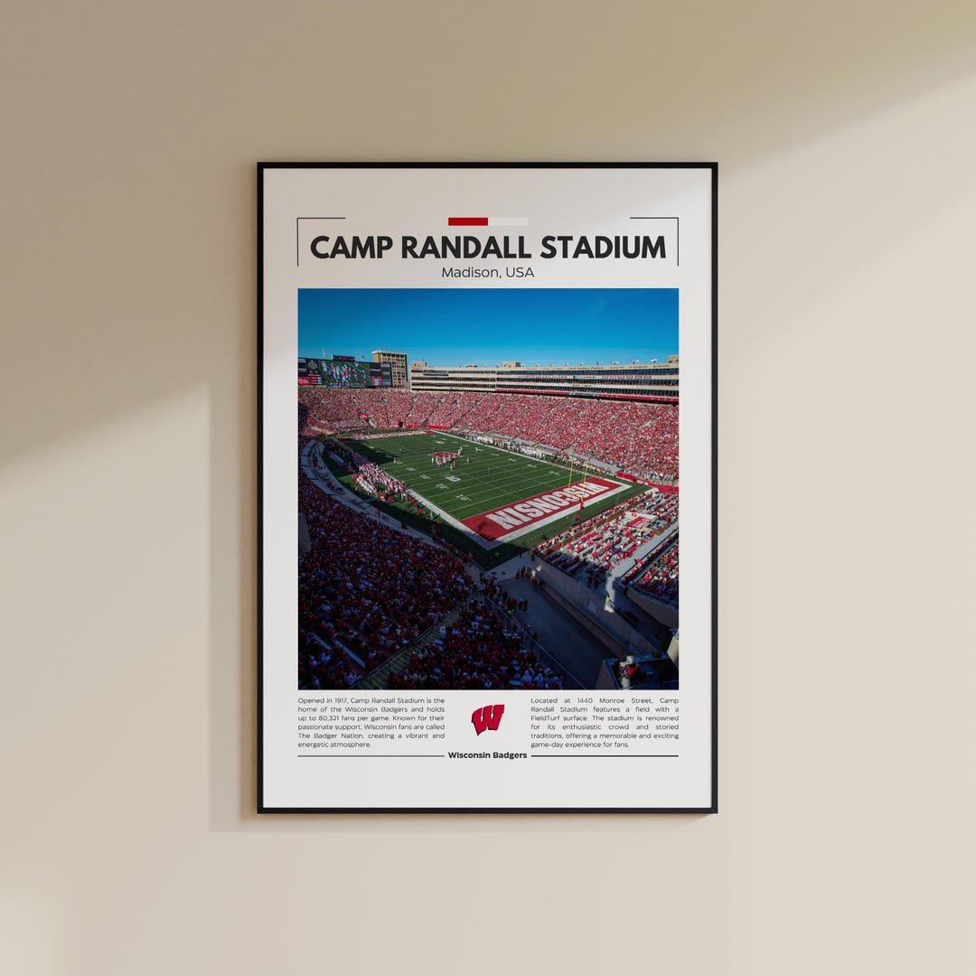 Camp Randall Stadium Wisconsin Badgers Poster Vintage NFL Print Collage ...