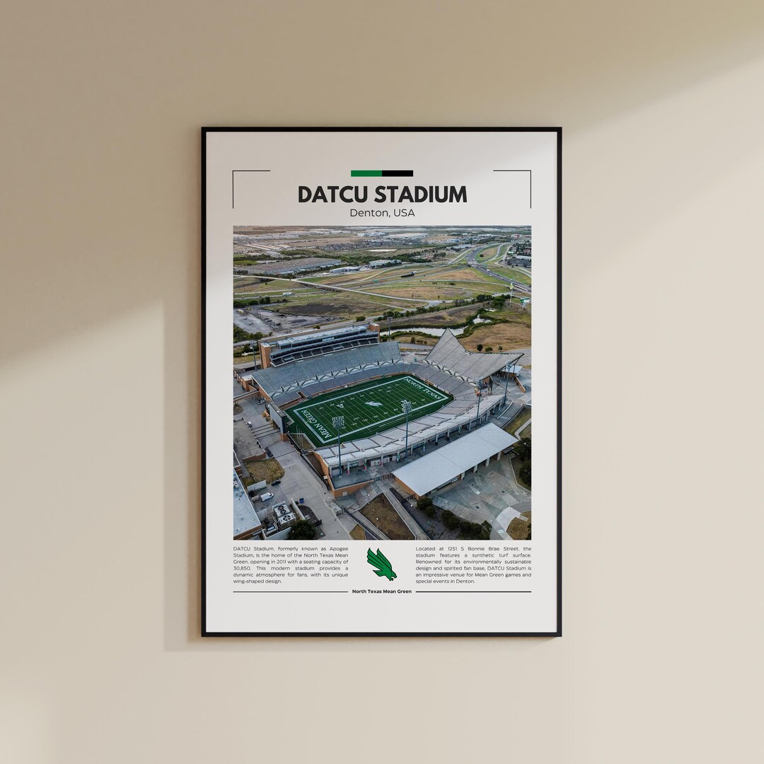 Datcu Stadium Print North Texas Mean Green Poster Vintage NFL Print ...