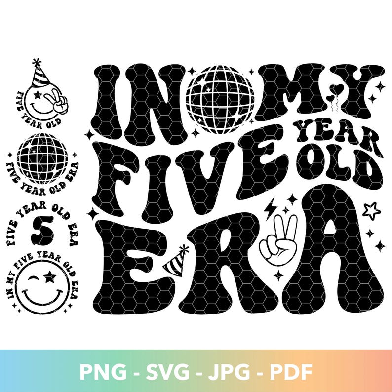 Five Year Old Era SVG PNG, in My 5th Birthday Era Svg, Girl 5th ...