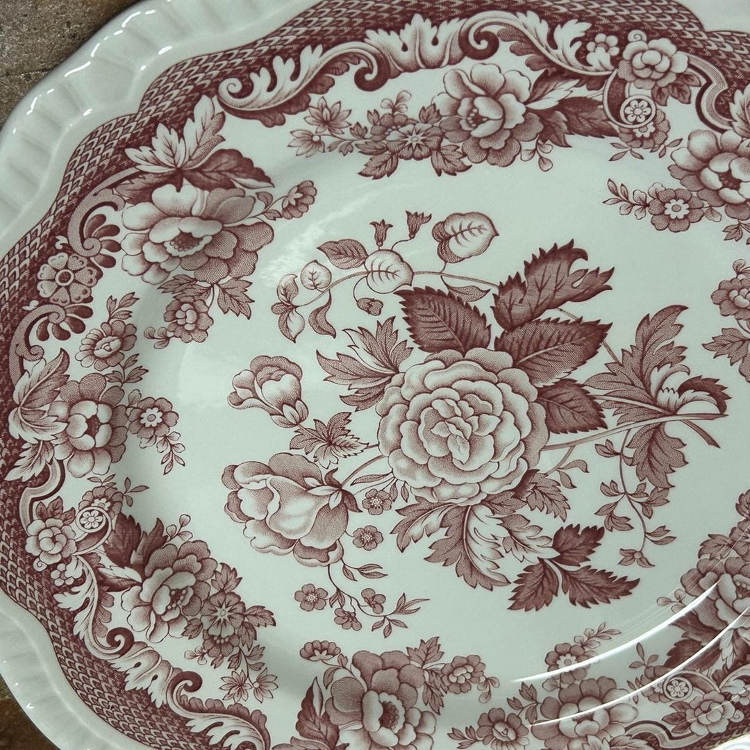 Spode Dinner Plate Regency Series British Flowers Made in England Red ...