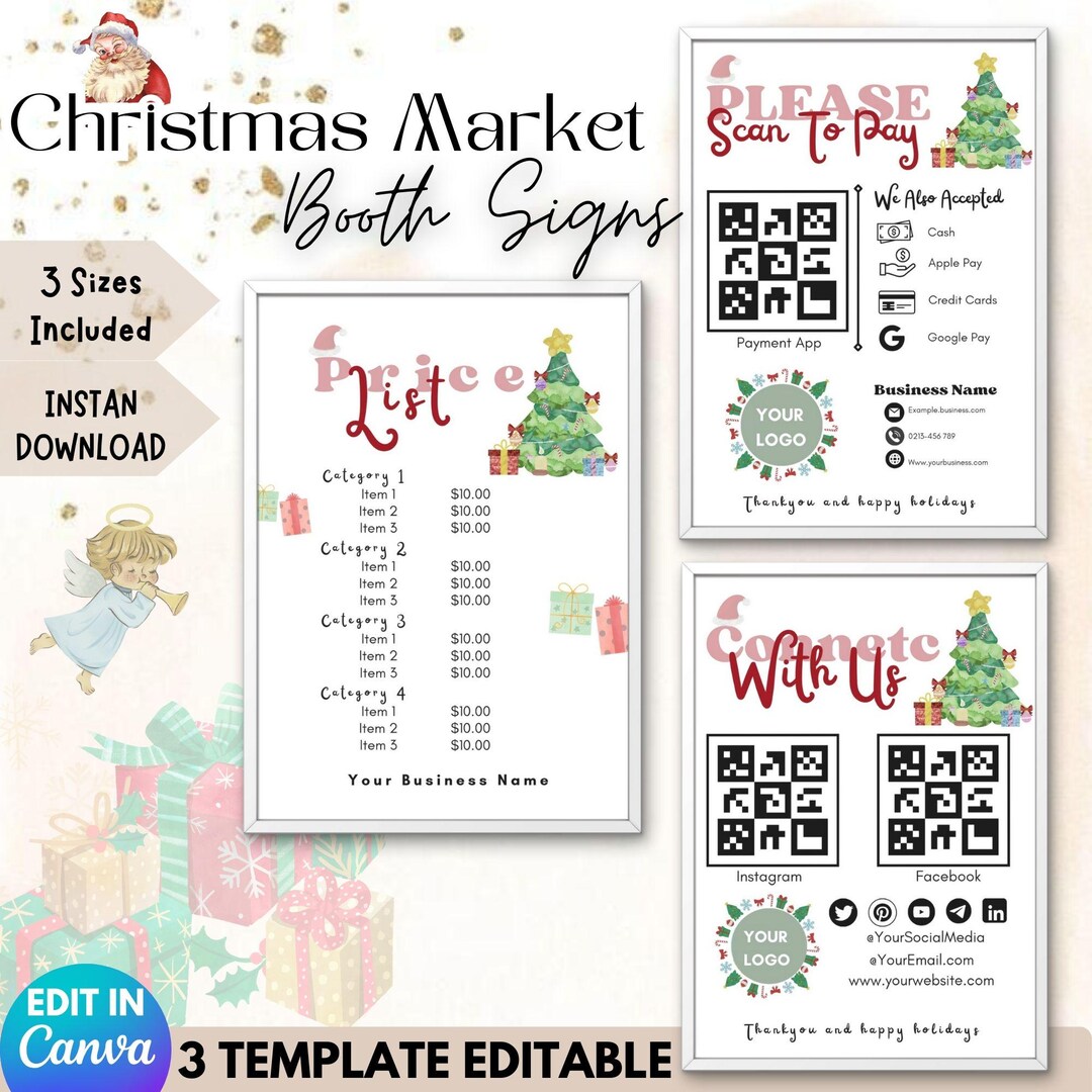 Editable Payment Sign Template Bundle, Printable Scan to Pay, Qr Code ...