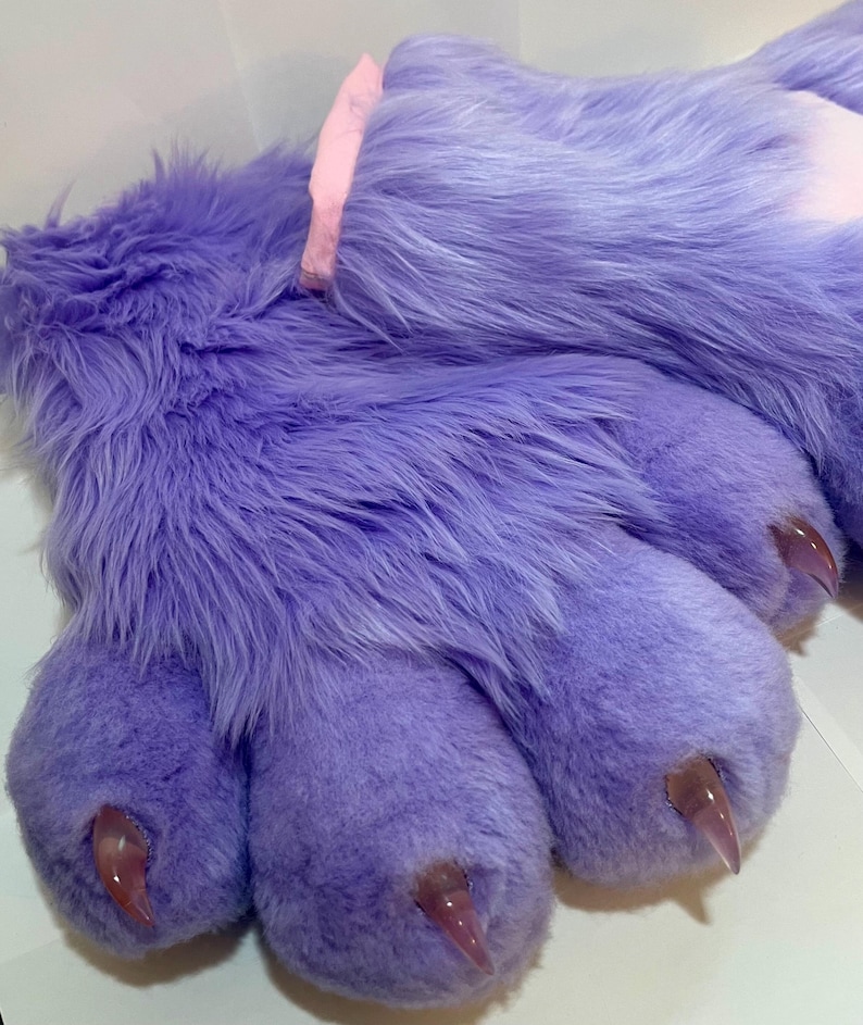 High Quality Fursuit Paws Claws Canine Puffy Pink Pads Lavender Purple ...