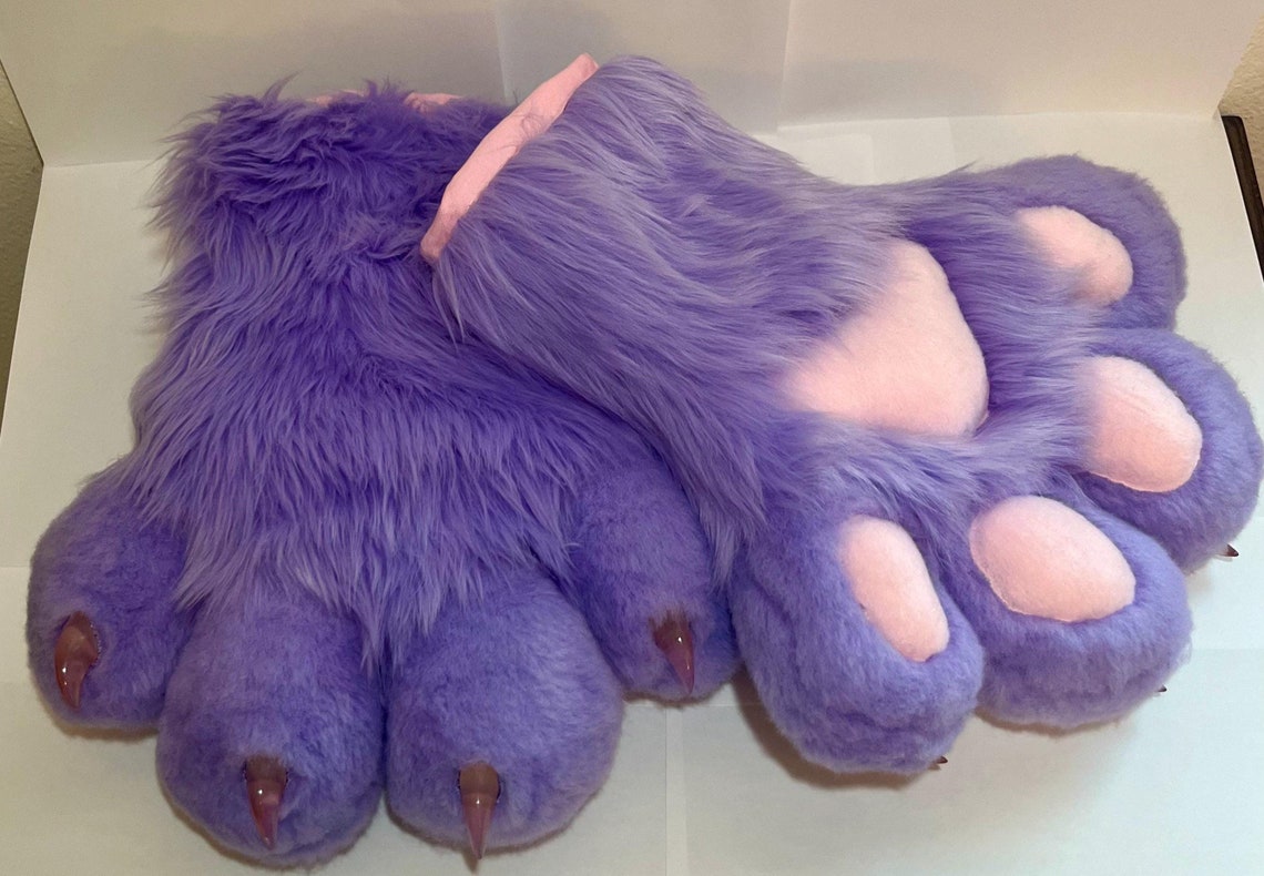 High Quality Fursuit Paws Claws Canine Puffy Pink Pads Lavender Purple ...