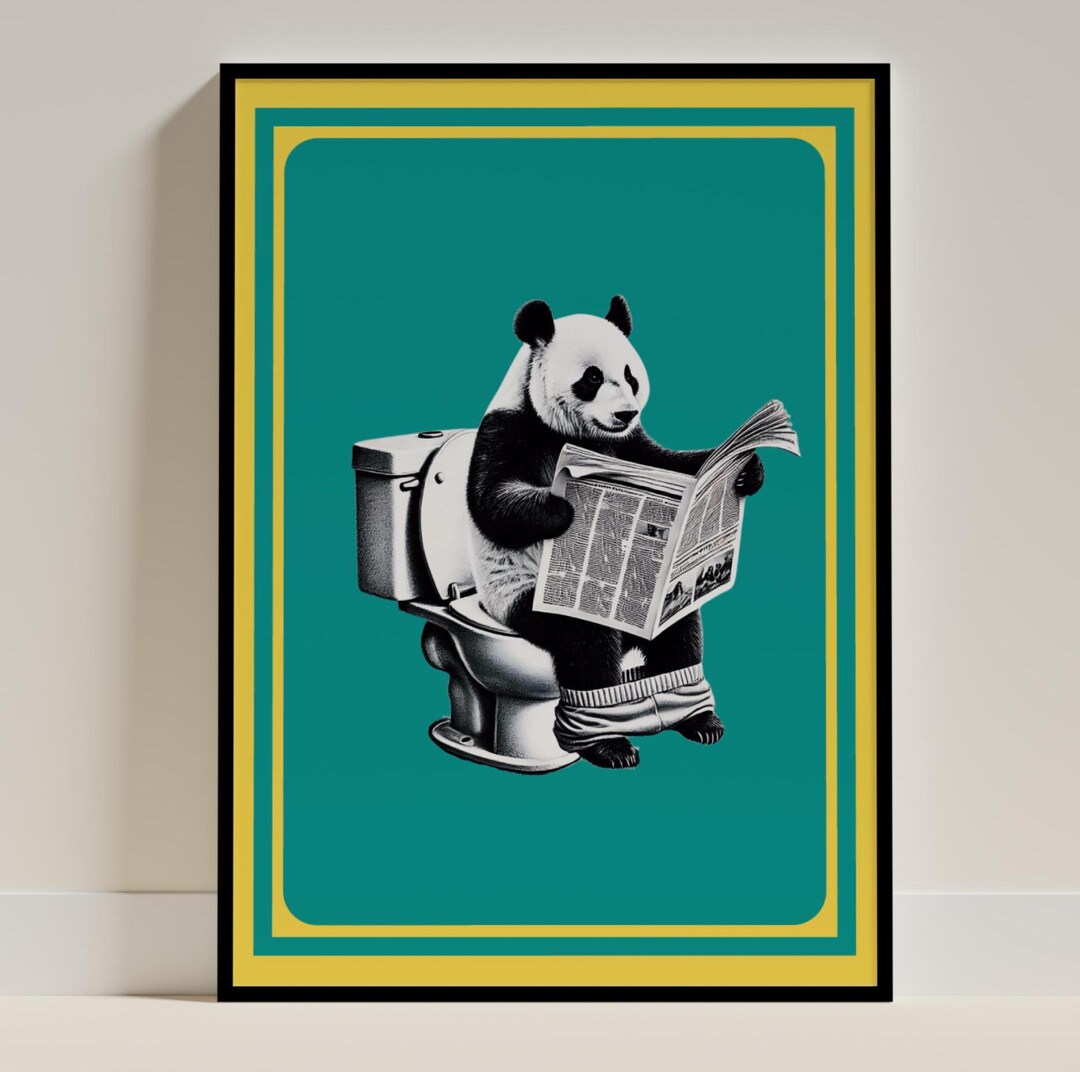 Funny Panda Bathroom Art, Toilet Humor Wall Print, Quirky Animal Poster ...